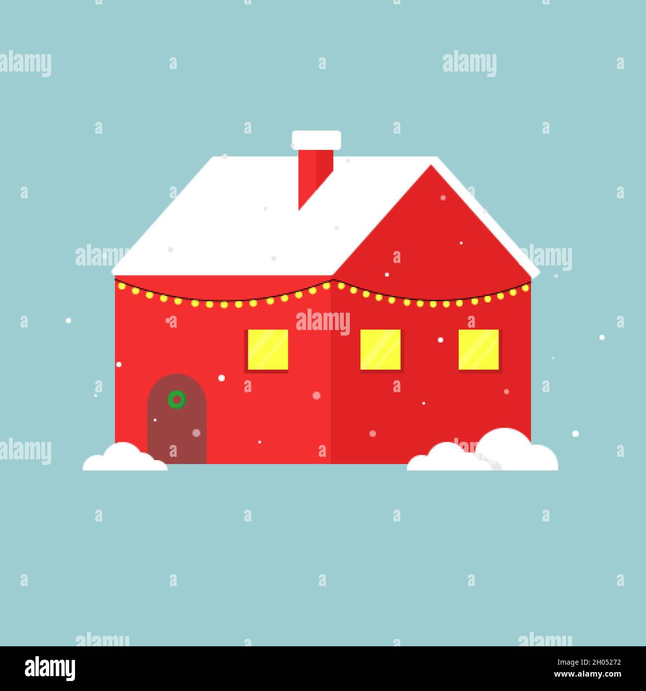 Cute cartoon winter house with a decoration Stock Vector Image & Art ...
