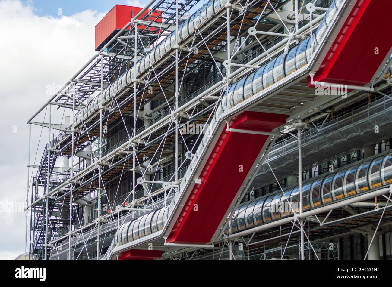 Paris, France, September 2021. Detail of the front façade of the famous ...