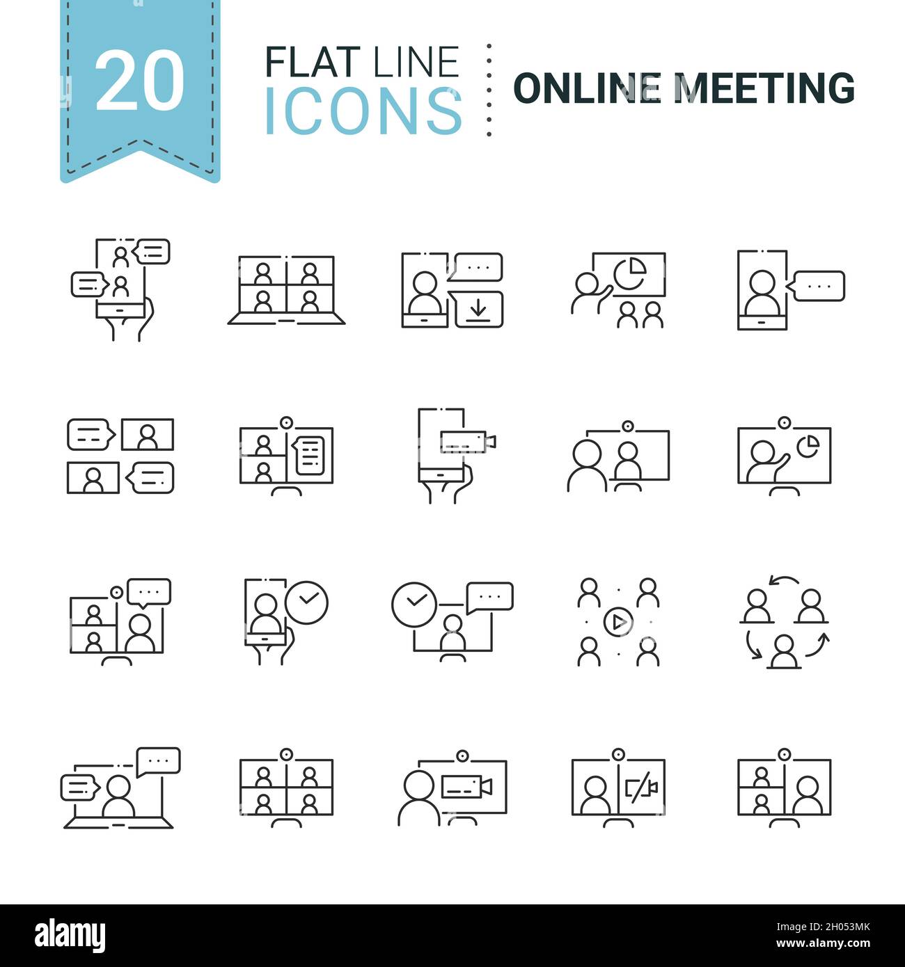 Simple set of online meeting related line Stock Vector Image & Art - Alamy
