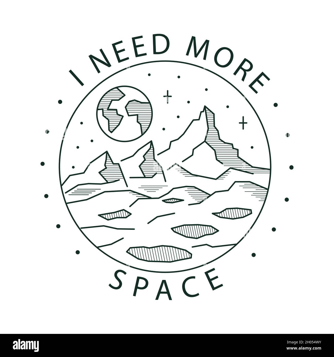 Outline illustration space and planet earth. I need more space Stock ...