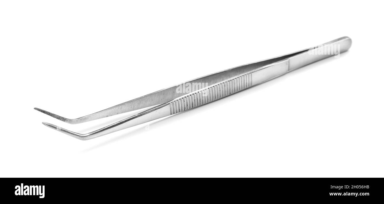 Stainless forceps on white background. Medical tool Stock Photo - Alamy