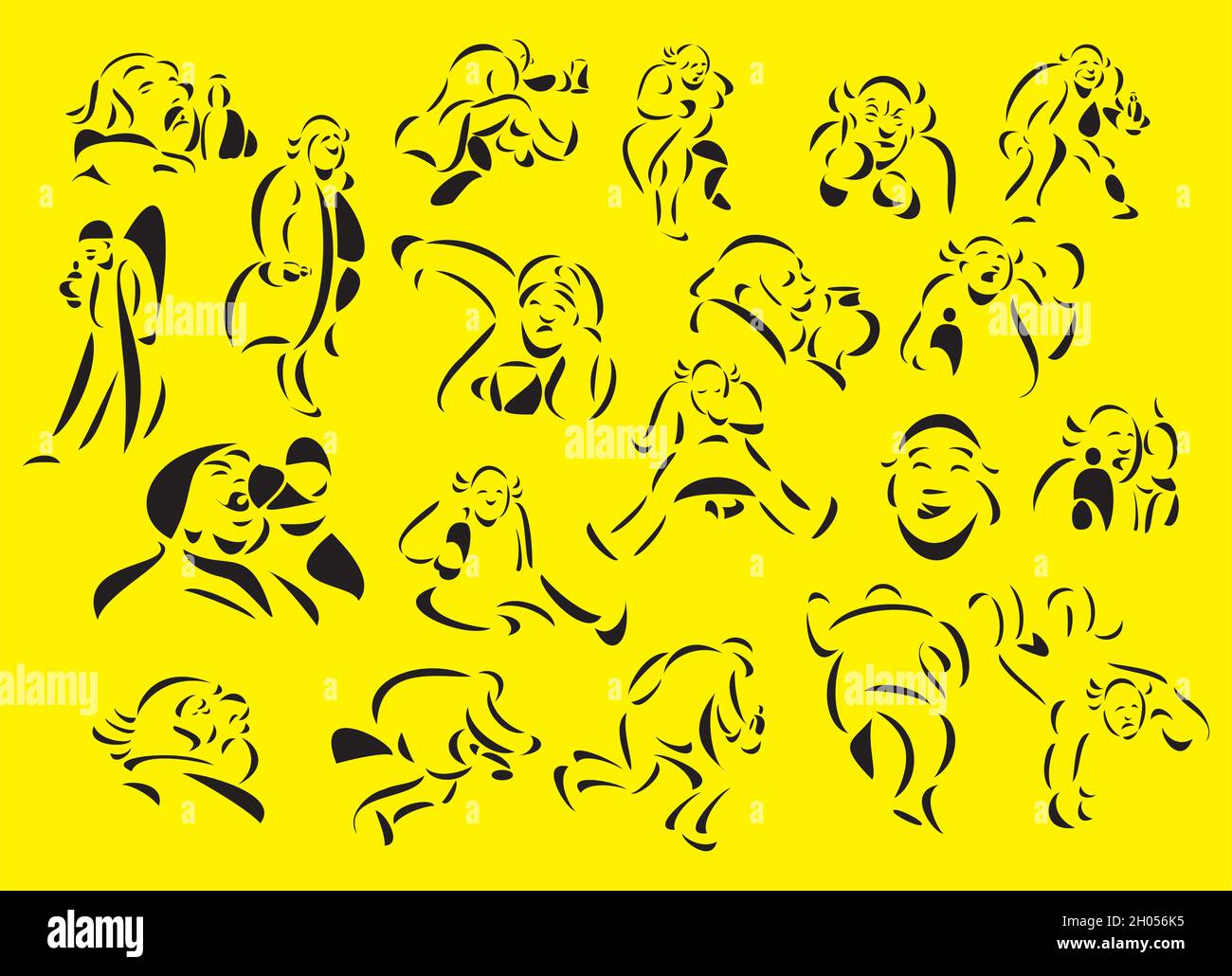 Line-art vector illustrations of drunk people Stock Vector Image & Art ...