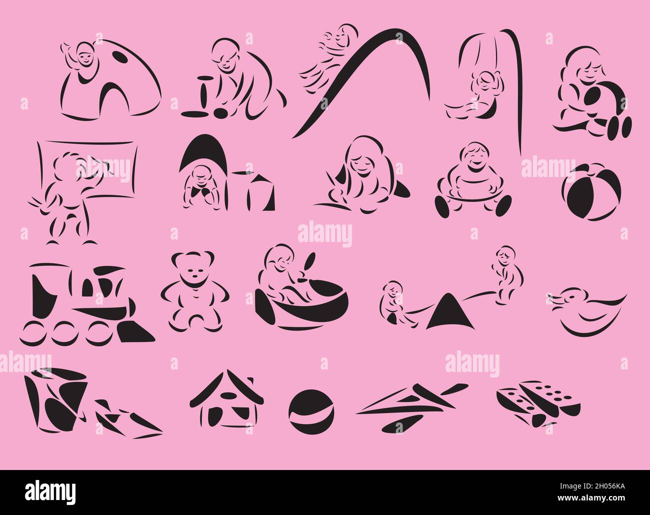 Line-art vector illustrations related to nursery Stock Vector Image ...