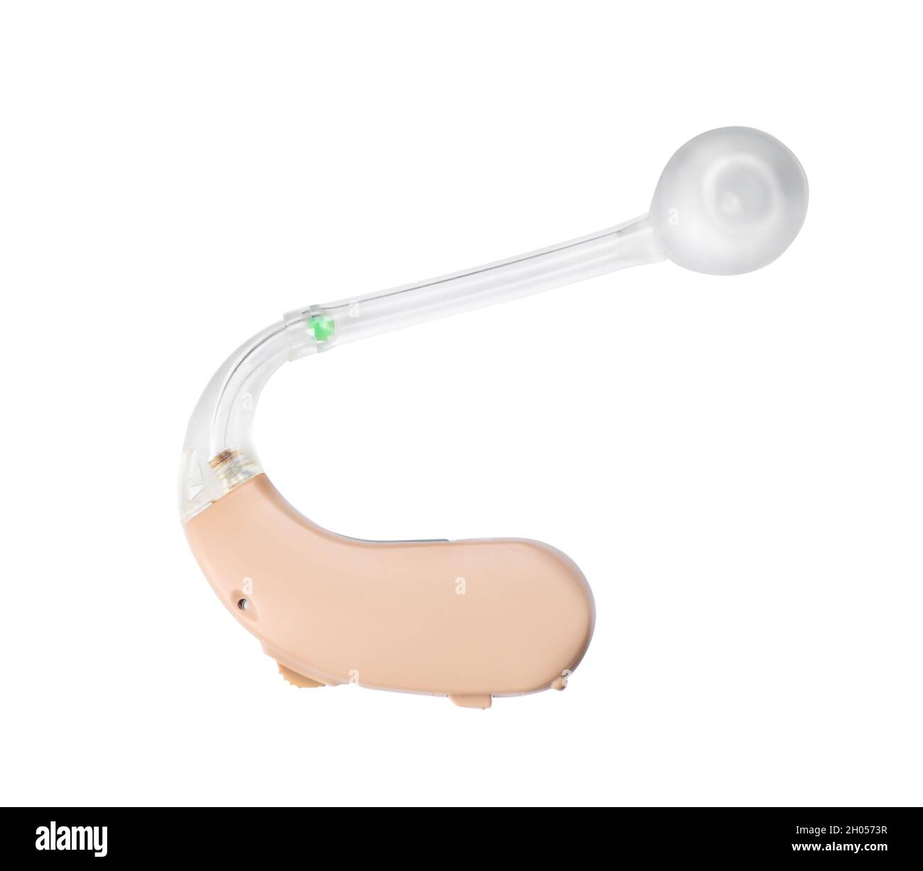 Hearing aid on white background, top view. Medical device Stock Photo ...