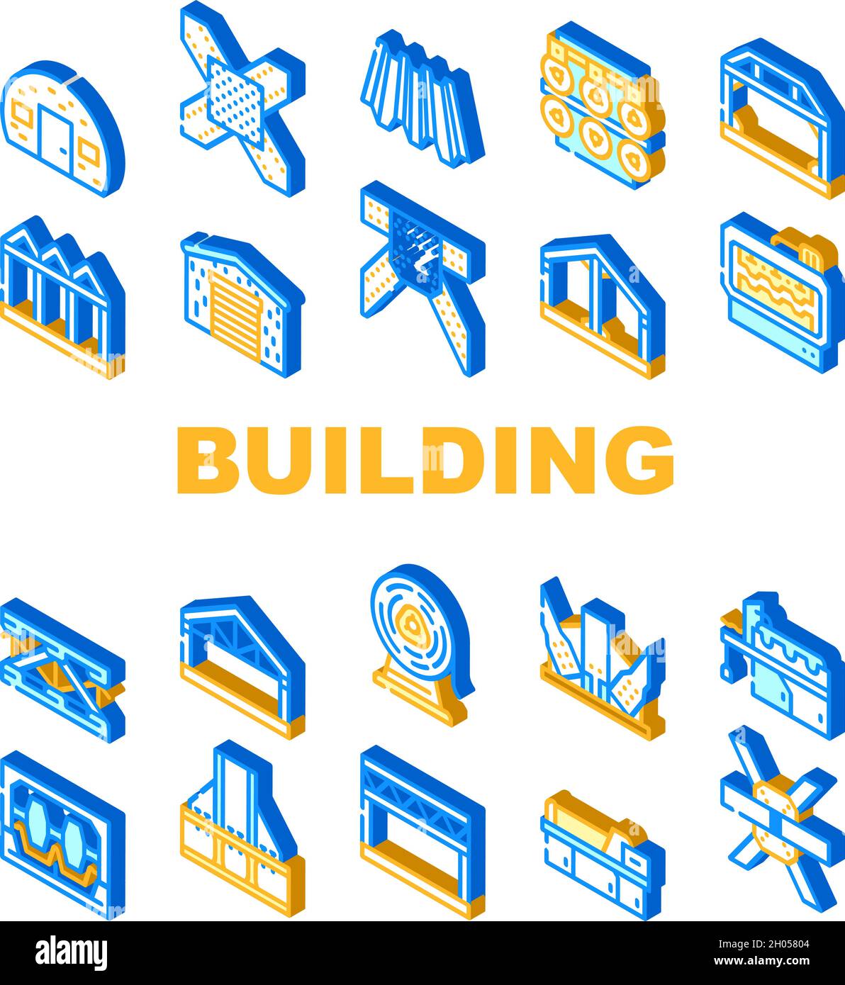 Self-framing Metallic Building Icons Set Vector Stock Vector Image ...