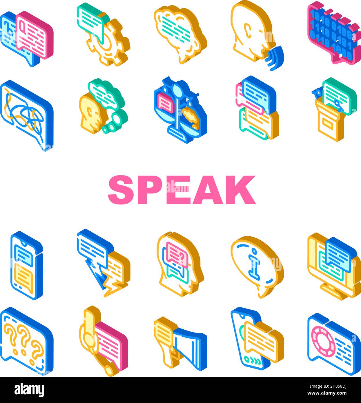 Speak Conversation And Discussion Icons Set Vector Stock Vector Image ...