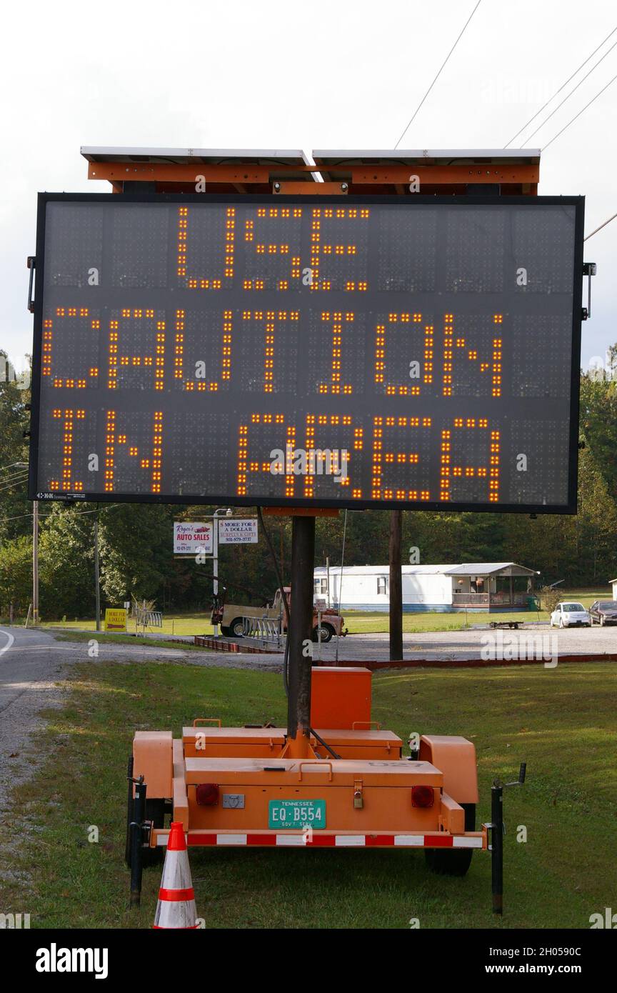 Caution led sign hi-res stock photography and images - Alamy