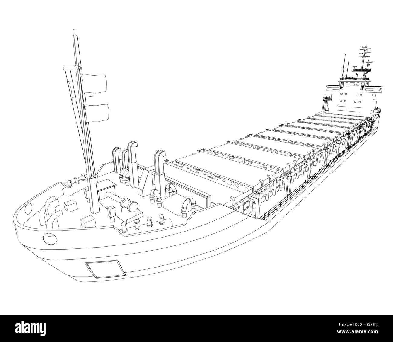 Contour of a cargo ship for containers from black lines isolated on a ...