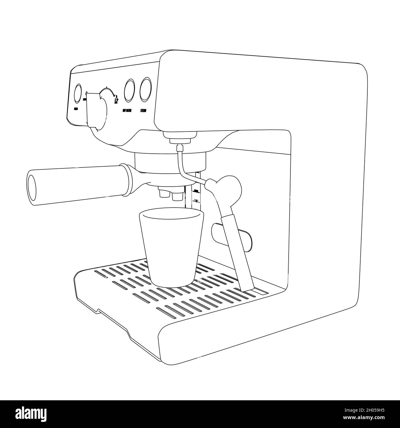 Outline of a coffee machine from black lines isolated on a white ...
