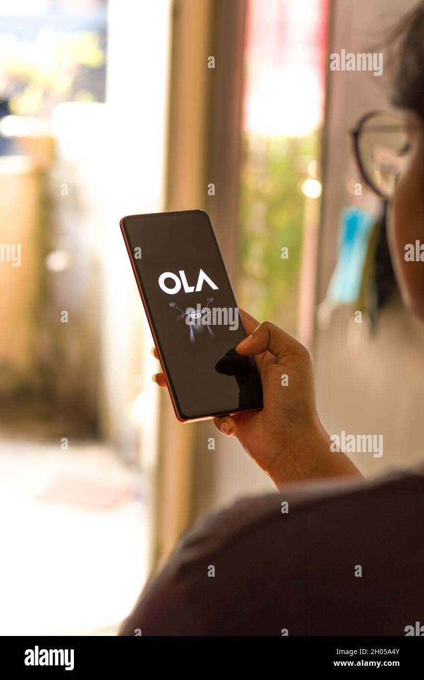 West Bangal, India - October 09, 2021 : Ola Electric logo on phone ...