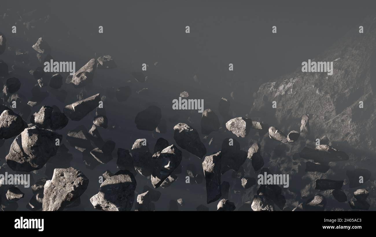 Asteroid rock Field in front of mega asteroid or dwarf planet Stock ...