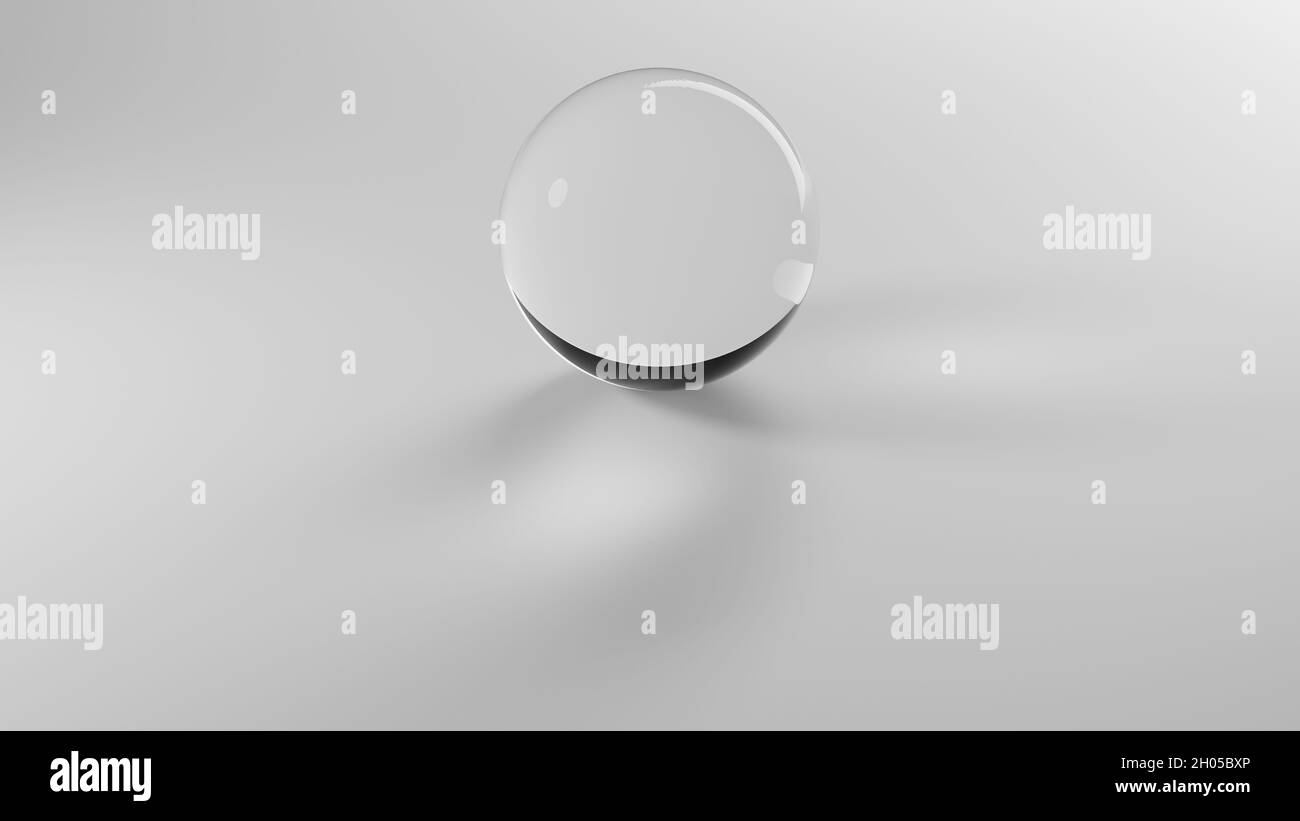 Illustration of a glass sphere on a white background. 3D rendering ...