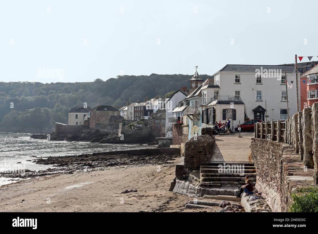 The Cleave at Kingsand, quiet in early October. Looking along the beach ...