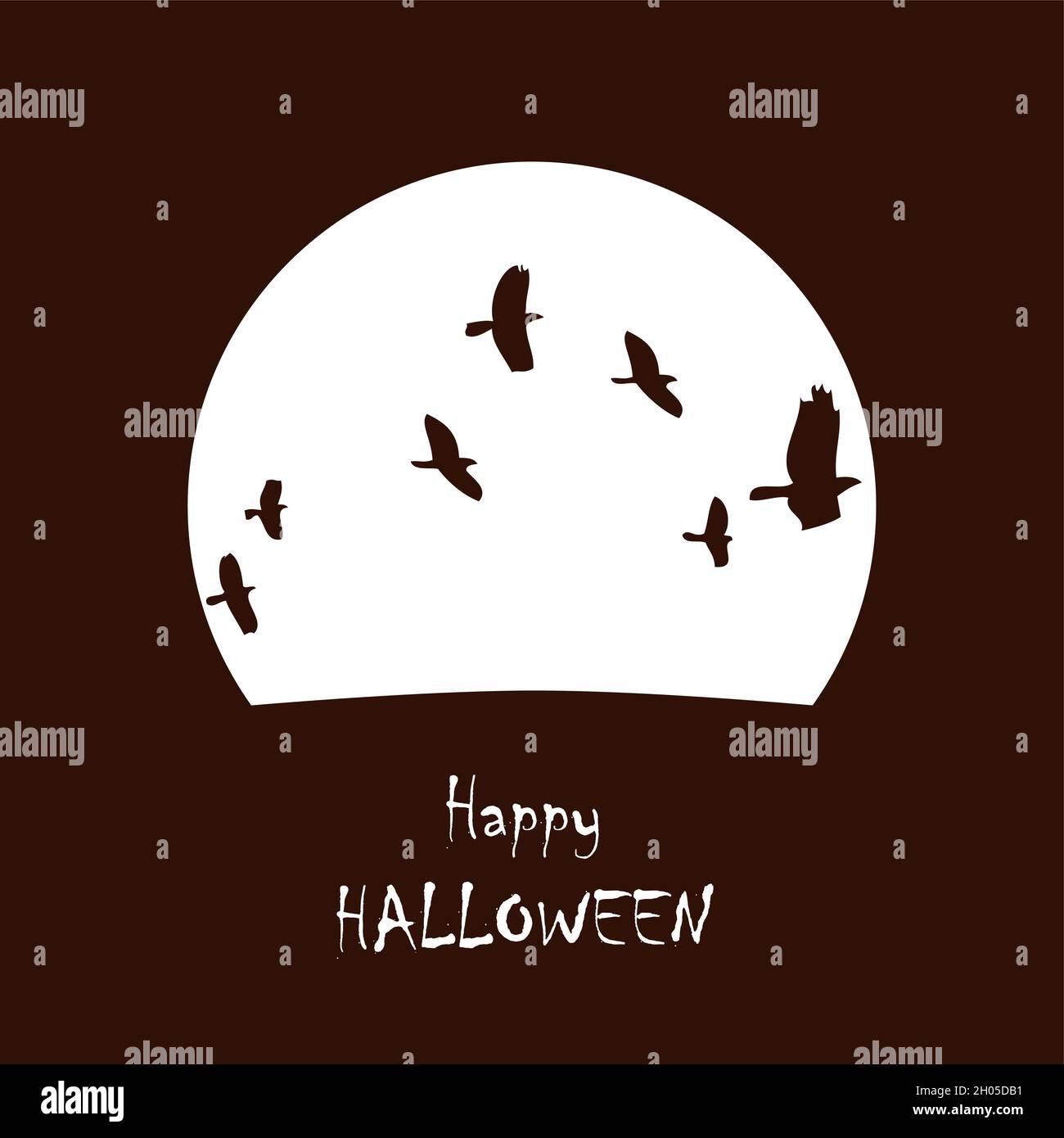 happy halloween flying raven on full moon background Stock Vector Image ...