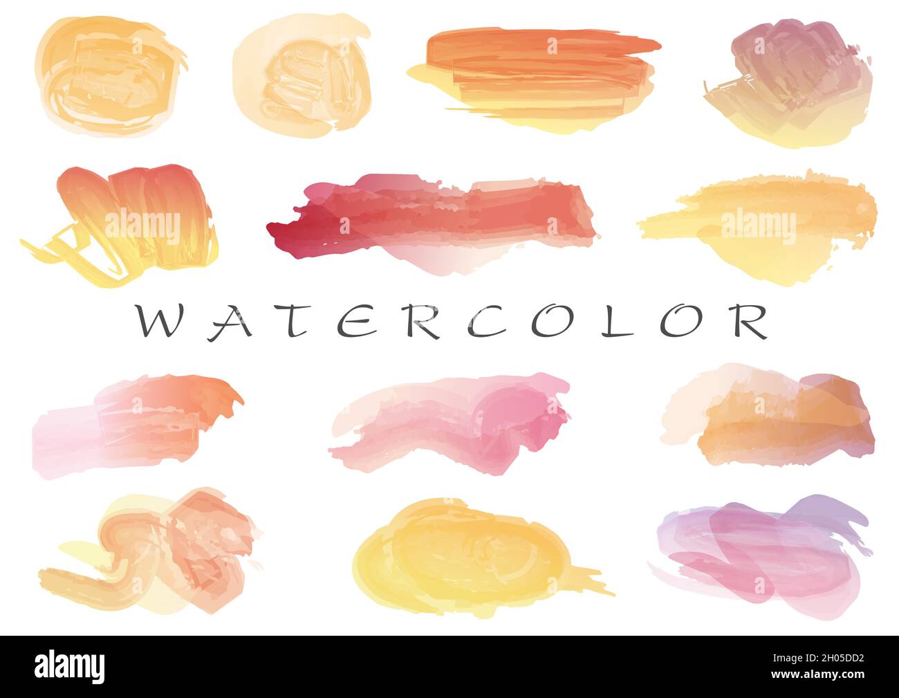 Set Of Watercolor Brush Stroke Swatches Or Backgrounds. Vector ...