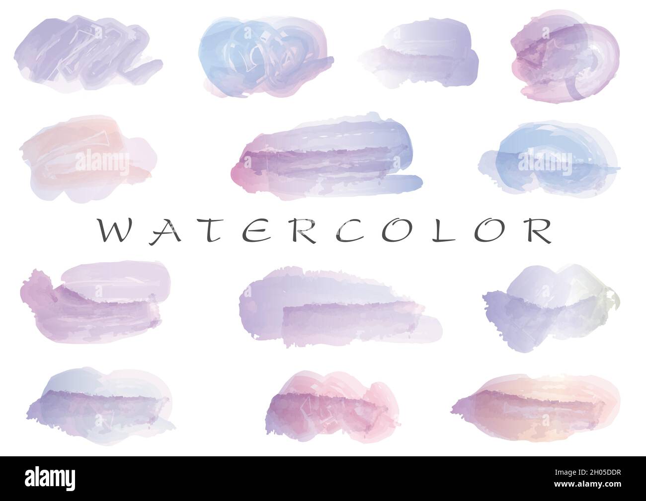 Set Of Watercolor Brush Stroke Swatches Or Backgrounds. Vector ...