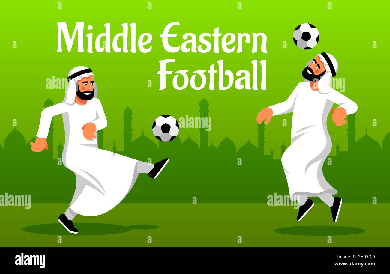 Happy Muslim Arab men play soccer Stock Vector Image & Art - Alamy