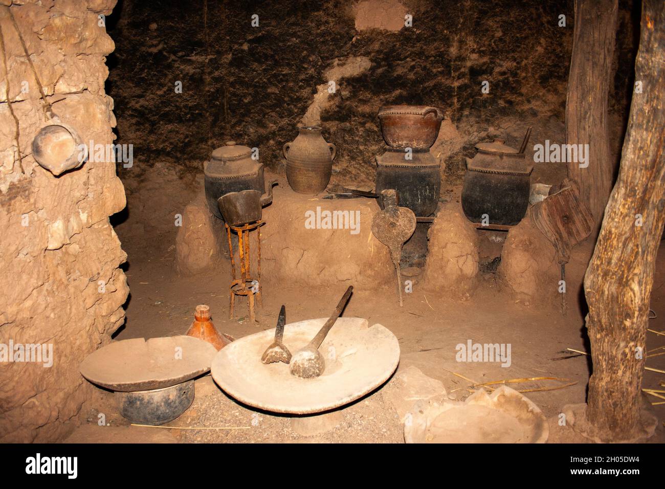 Cooking utensils in a kitchen The town of Asni is a small town in the ...