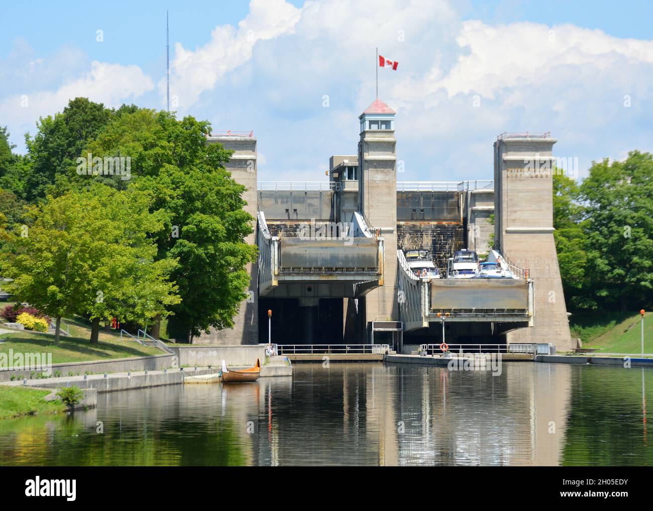 Trent-Severn Waterway on a sunny day Peterborough, Ontario, Canada ...