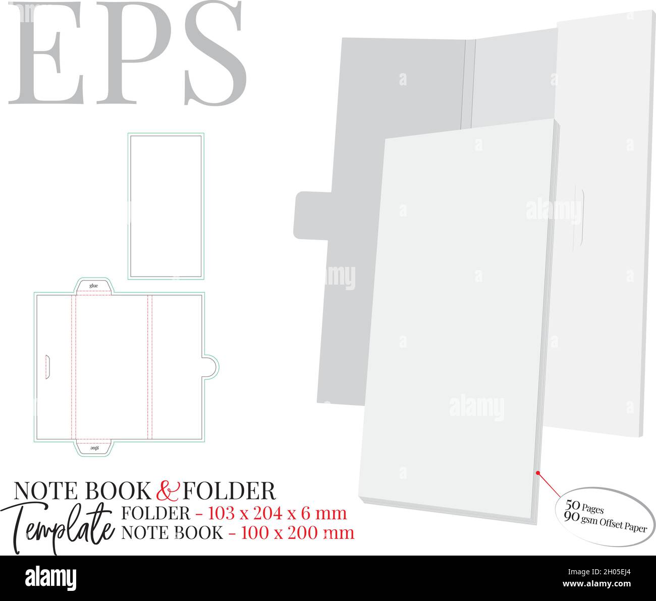 Notebook folder Template. Vector with die cut, laser cut layers. White ...