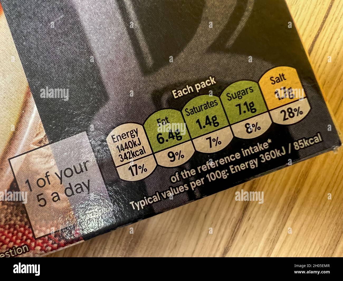A nutrition information label on food packaging Stock Photo - Alamy