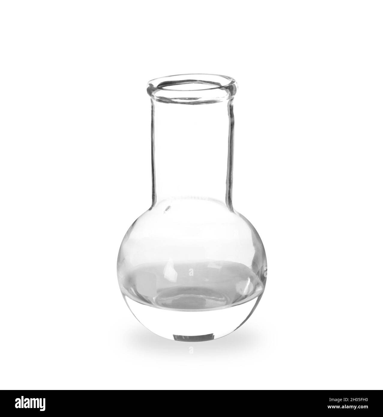 Flask with liquid on white background. Laboratory analysis equipment ...