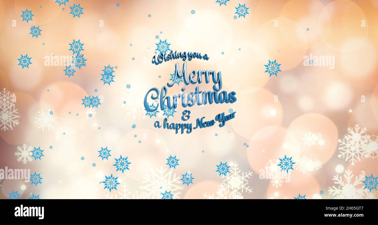 Image of merry christmas text over snow falling Stock Photo - Alamy
