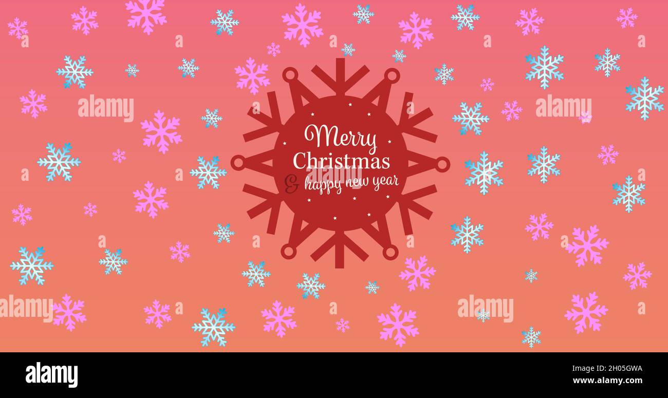 Image of merry christmas text over snow icons Stock Photo - Alamy