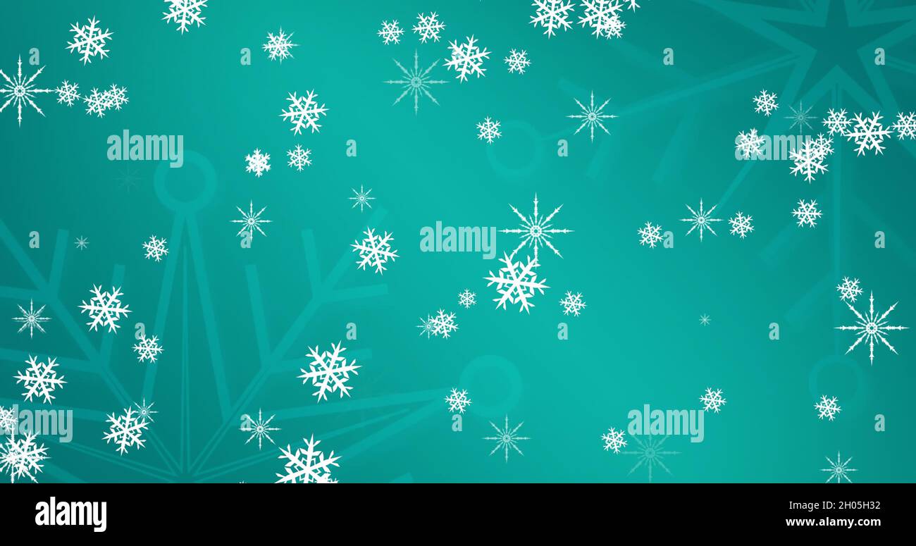 Image of falling snowflakes on blue background Stock Photo - Alamy