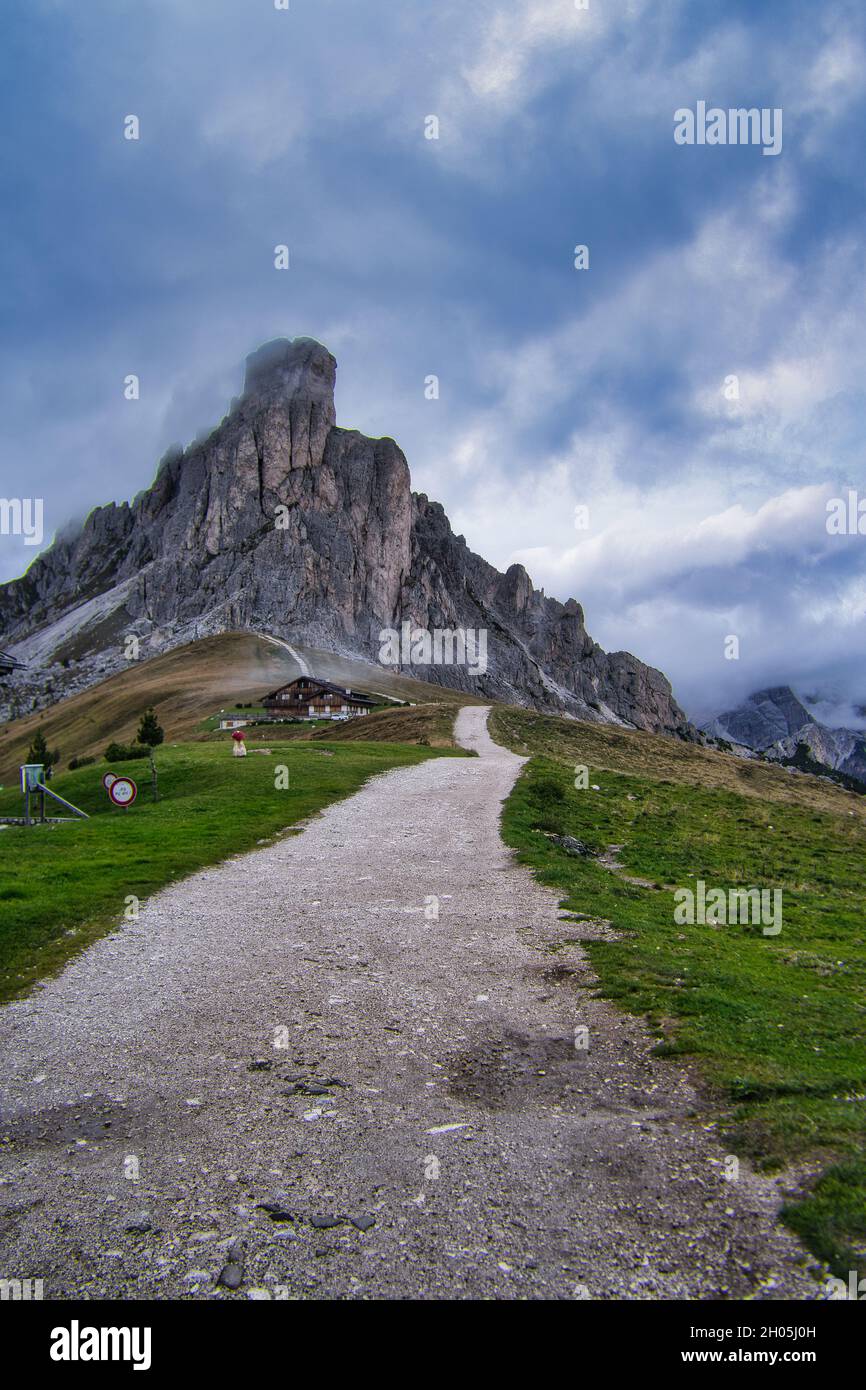 Vertical shot of the Dolomite Alps in northeastern Italy during ...
