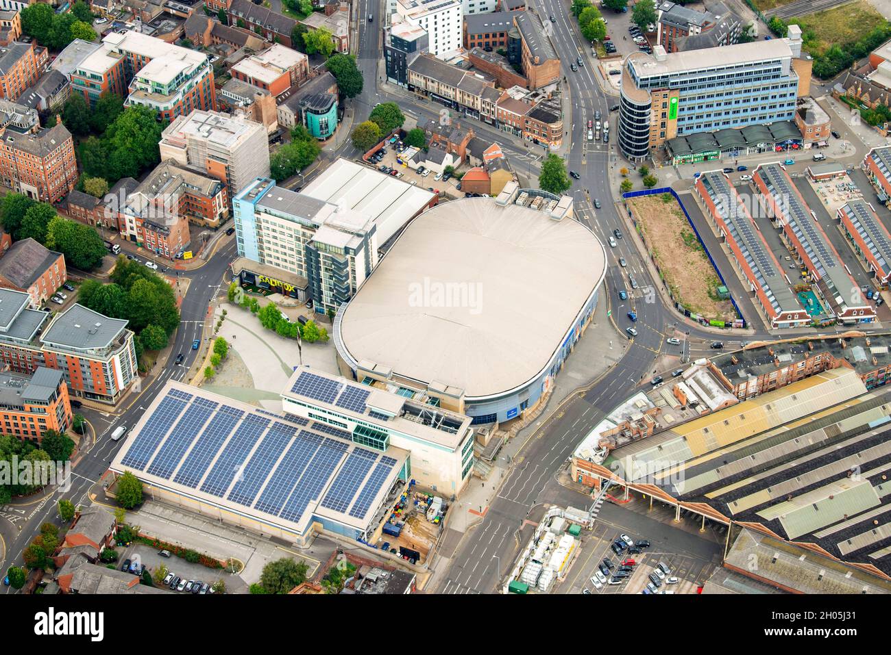 Aerial image of the Arena and Sneinton in Nottingham City ...