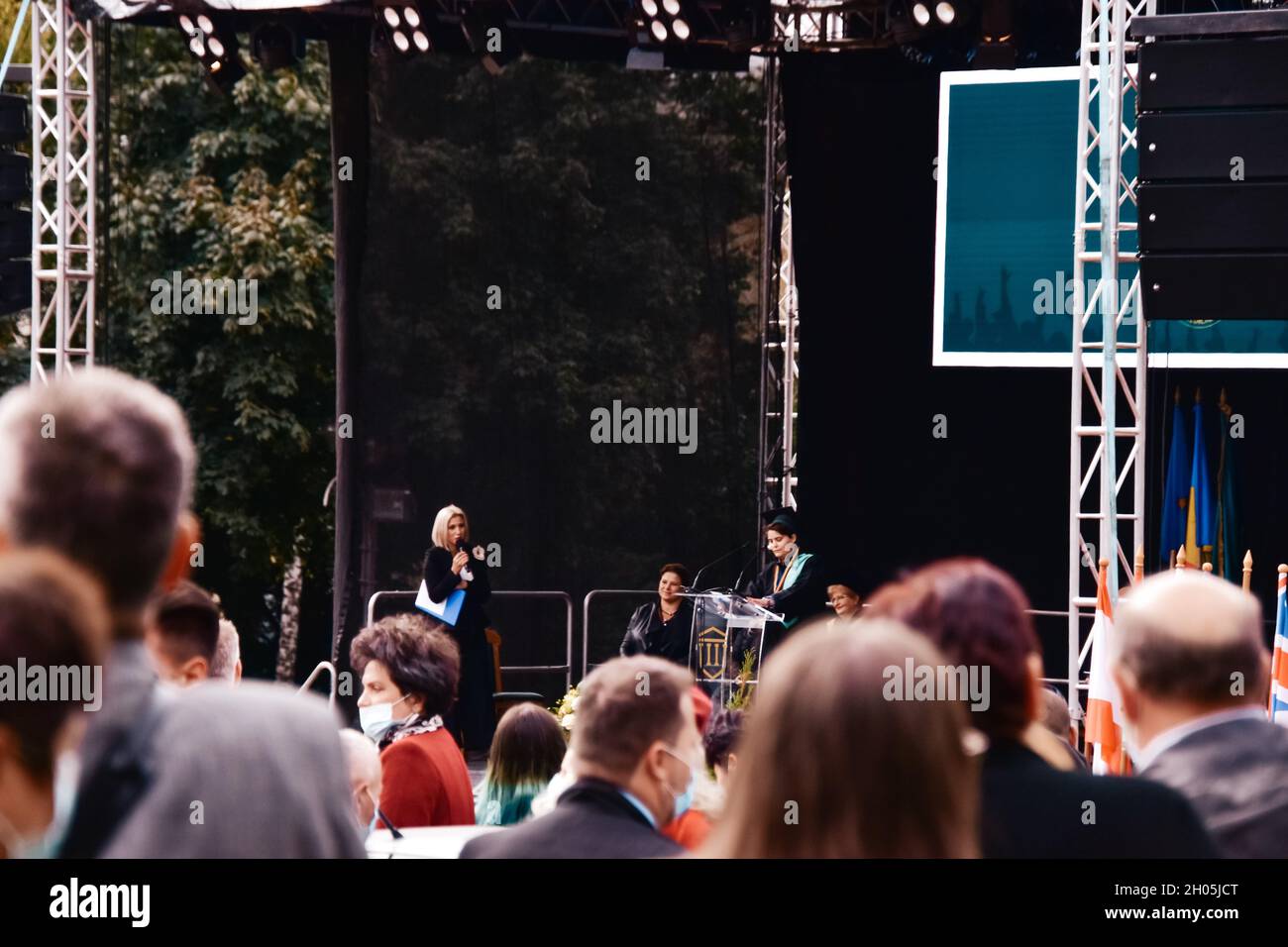 IASI, ROMANIA - Sep 21, 2021: A festive graduation day at the ...