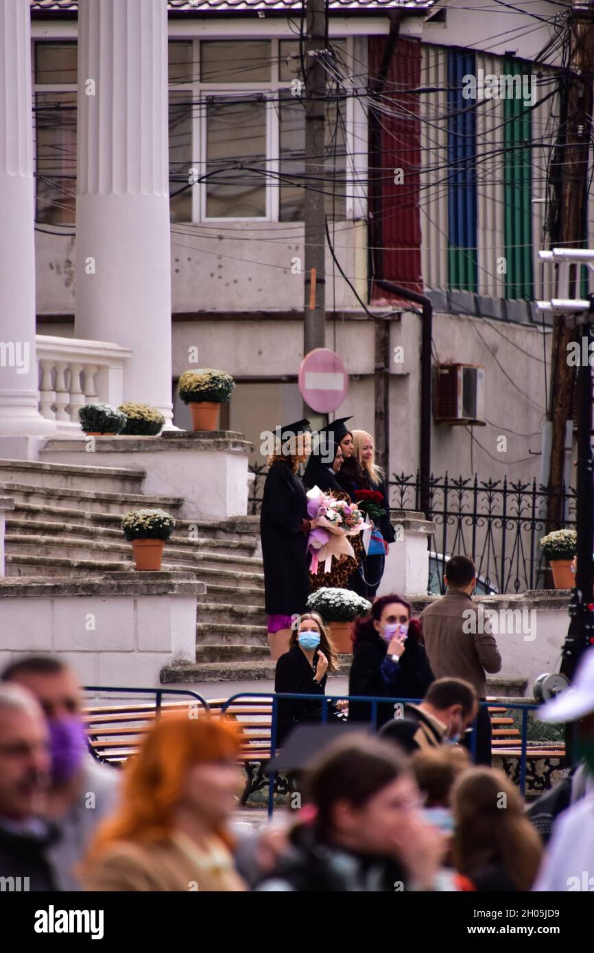 IASI, ROMANIA - Sep 21, 2021: A festive graduation day at the ...