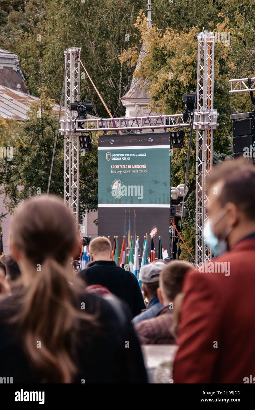 IASI, ROMANIA - Sep 21, 2021: A festive graduation day at the ...