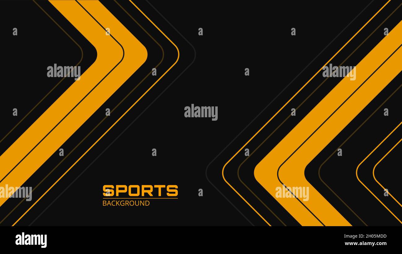 Black abstract sports background with yelloy and gray lines, arrows and ...