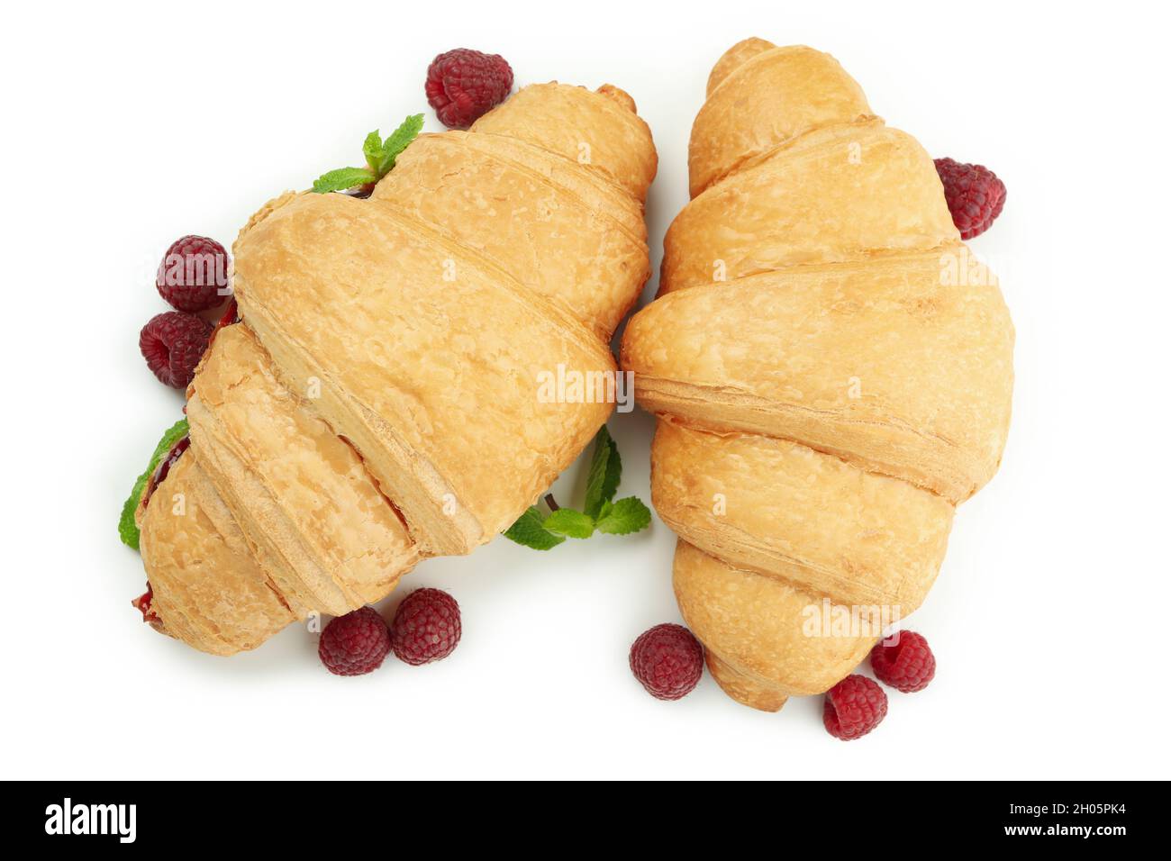 Croissants with raspberry jam isolated on white background Stock Photo ...