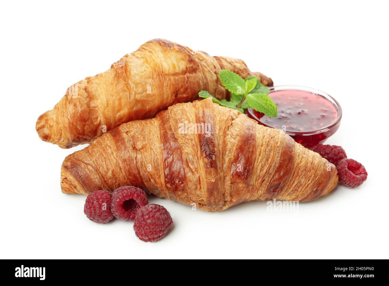 Croissants with raspberry jam isolated on white background Stock Photo ...