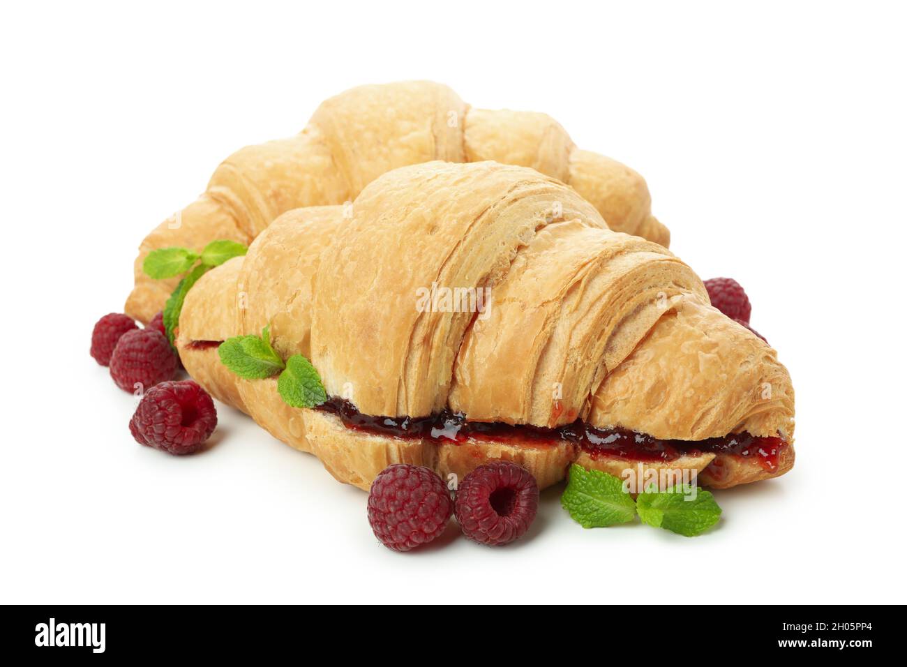 Croissants with raspberry jam isolated on white background Stock Photo ...