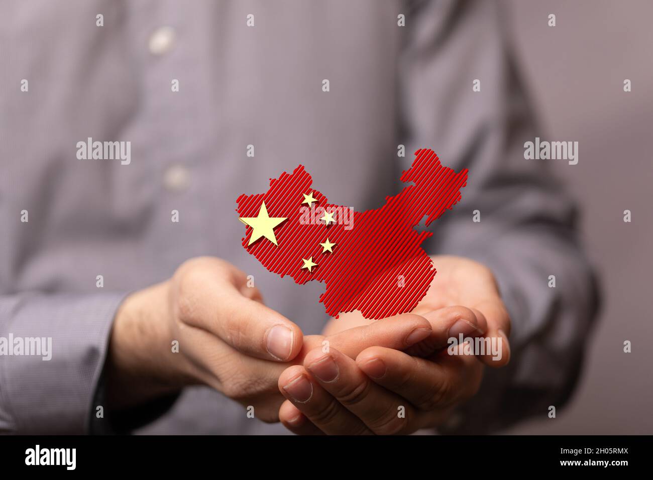 3D illustration of the Peoples Republic of China Flag floating on a ...