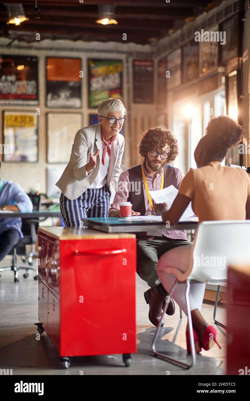 job interview in open persons different gender, race and age in open ...