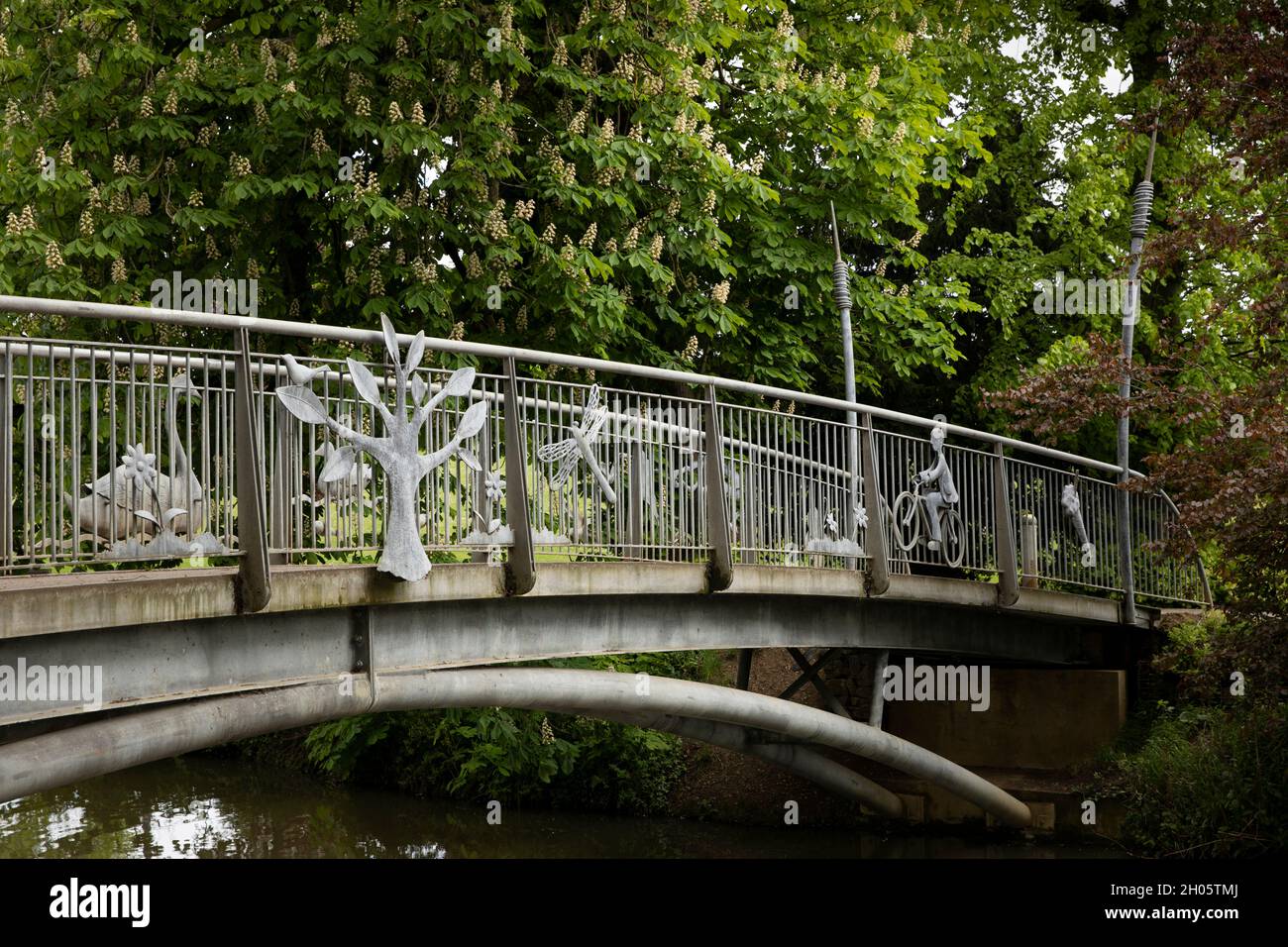 UK, Gloucestershire, Cheltenham, Pittville Park, Community bridge ...