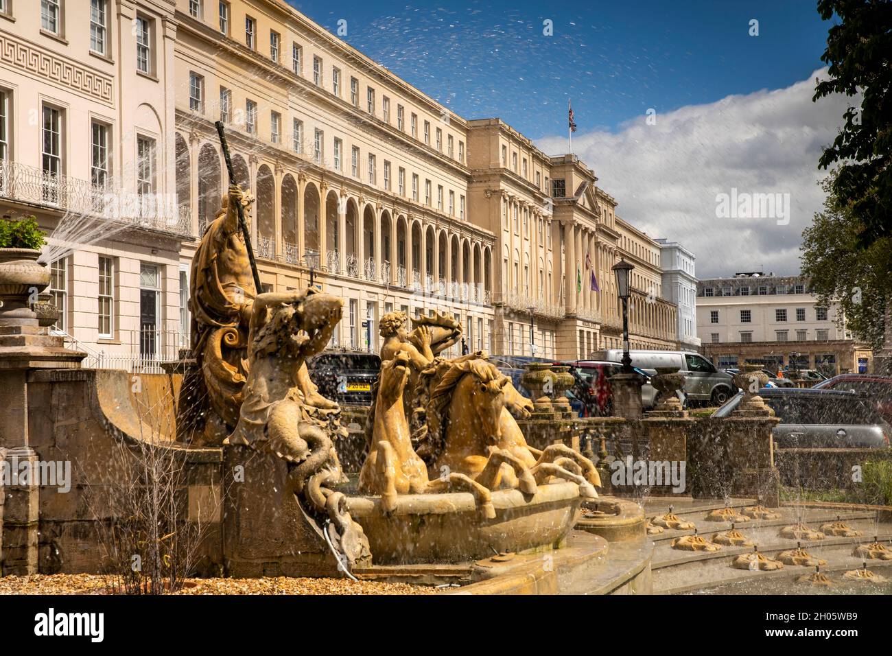 UK, Gloucestershire, Cheltenham, The Promenade, Neptune Fountain and ...
