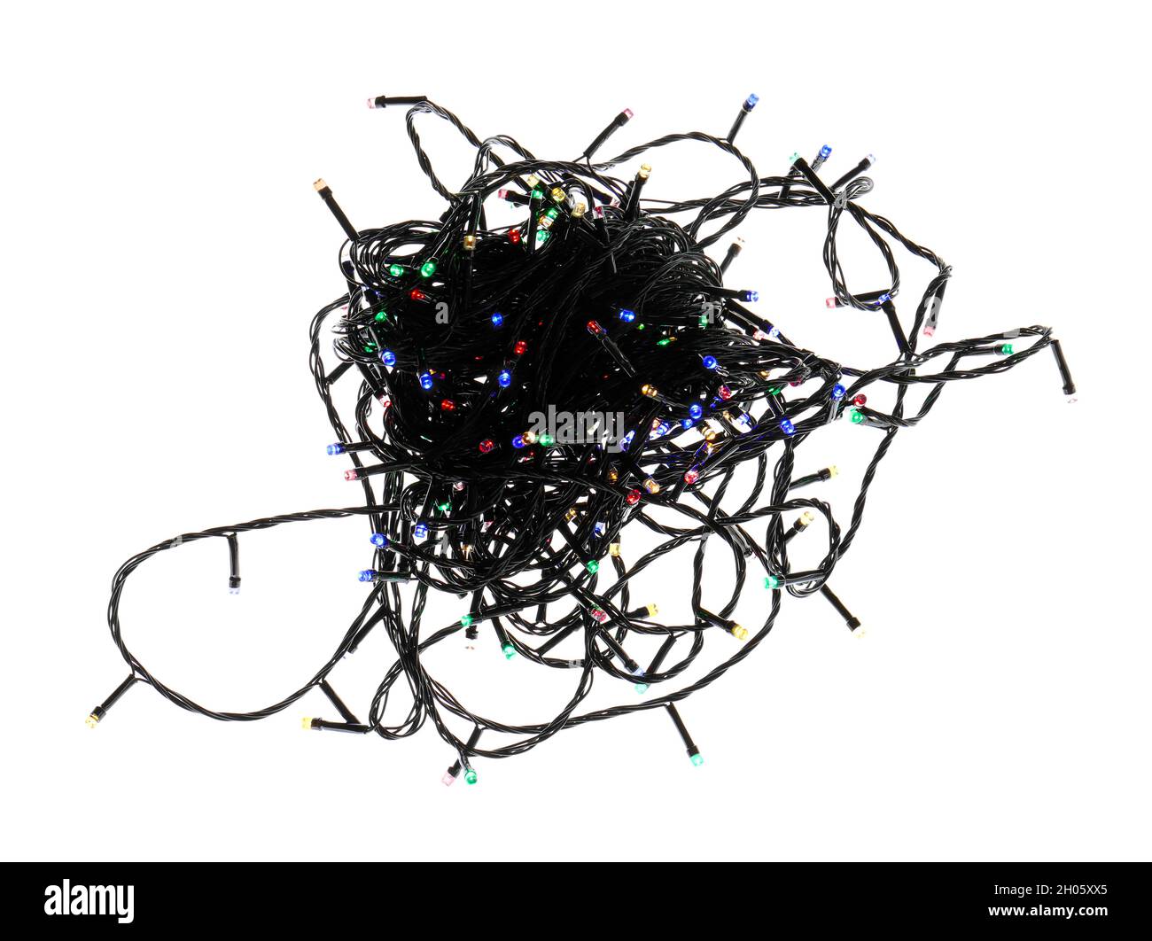 New string Christmas lights on white background Stock Photo - Alamy