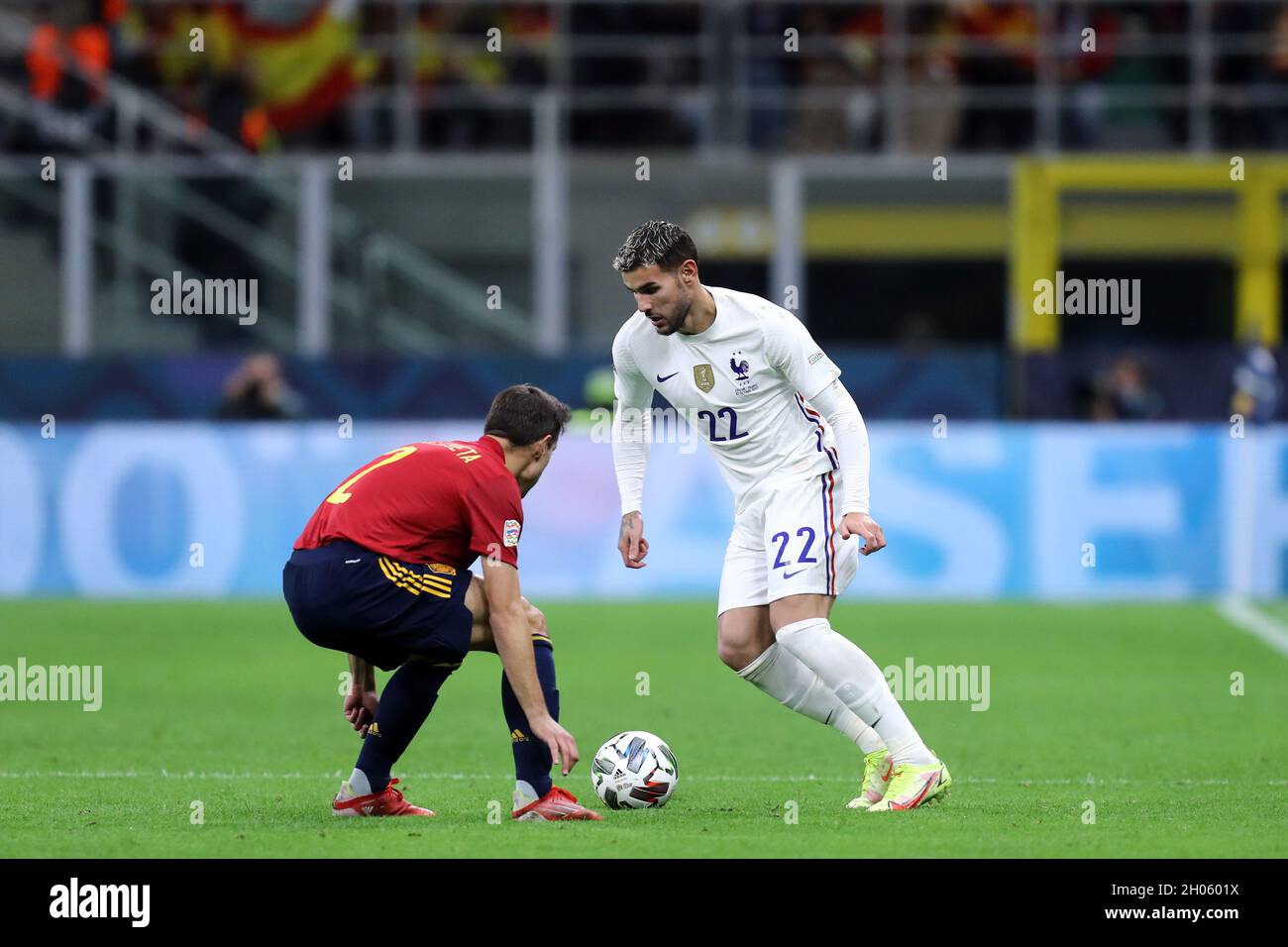 Theo Hernandez of France controls the ball during the Uefa Nations ...