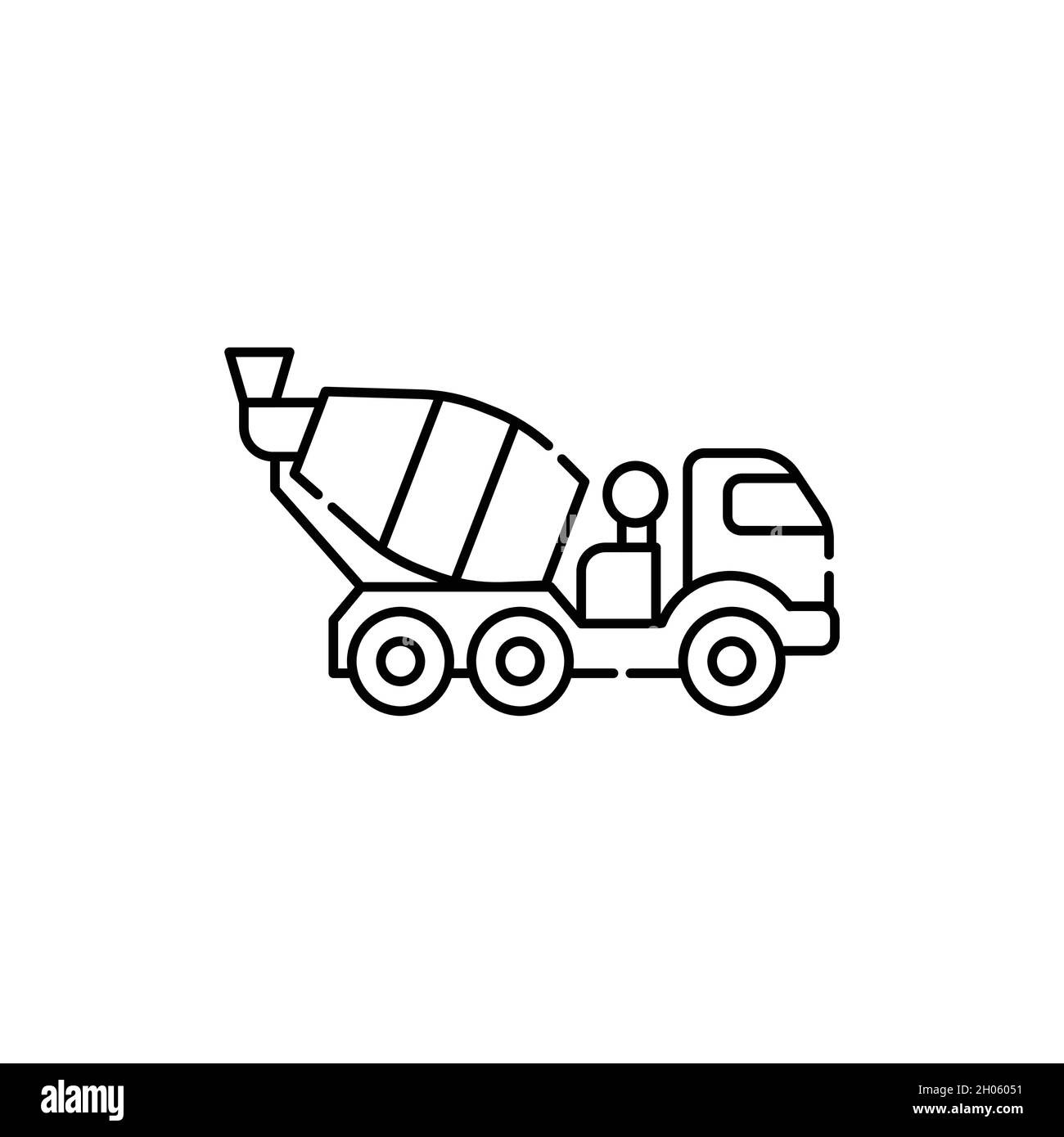 Concrete truck sign olor line icon. Road construction. Pictogram for ...