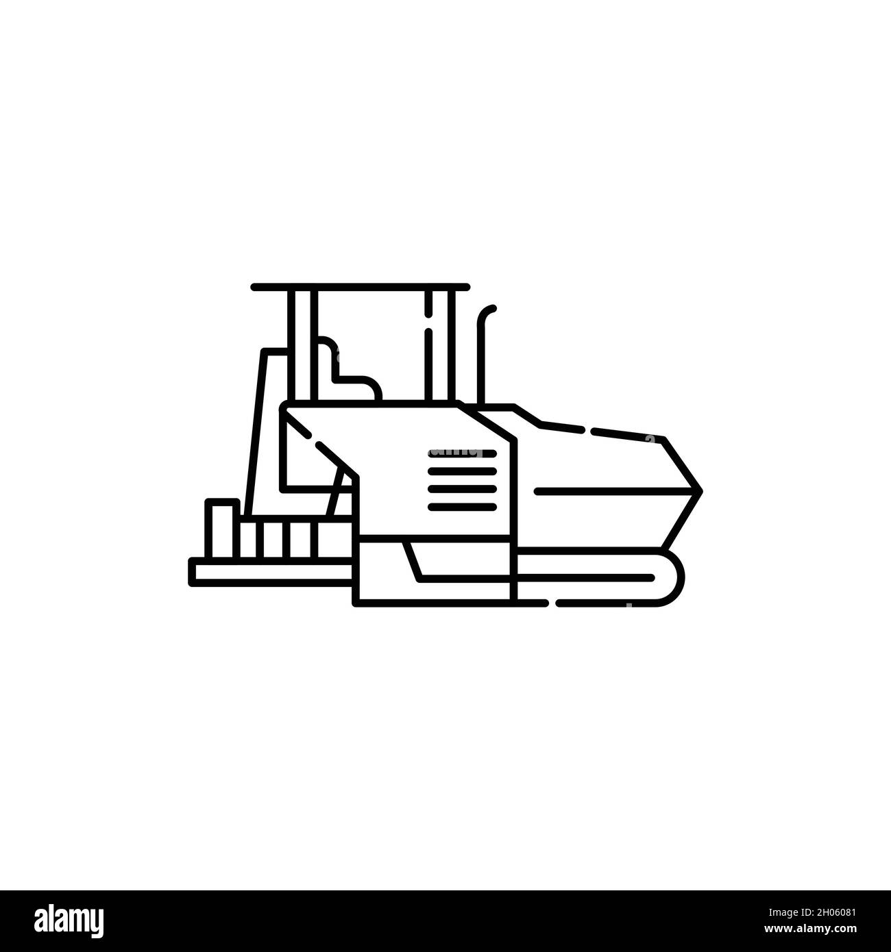 Asphalt paver car sign olor line icon. Road construction. Pictogram for ...