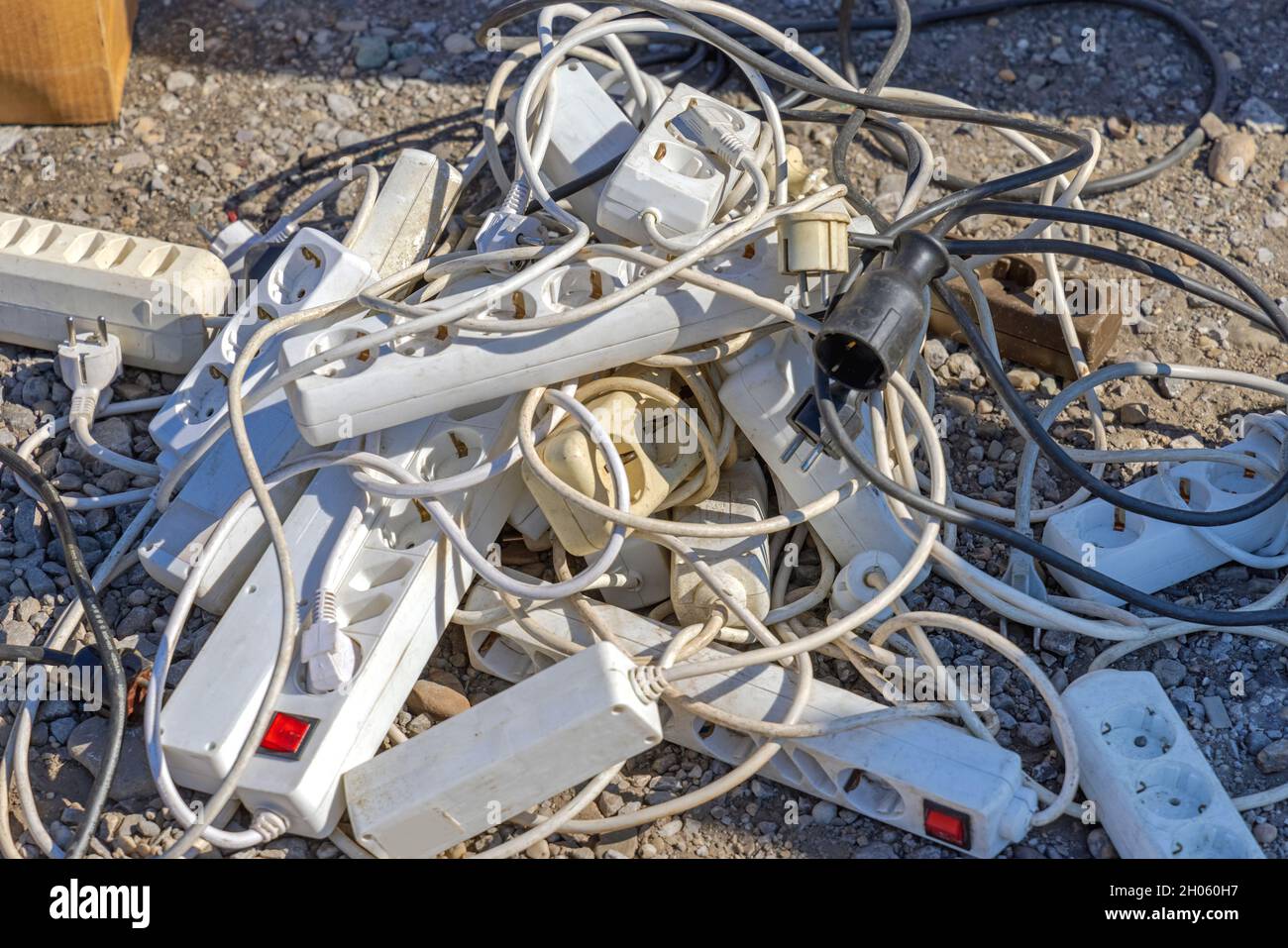 Electric Power Extension Cords Knotted Cables Chaotic Mess Stock Photo ...