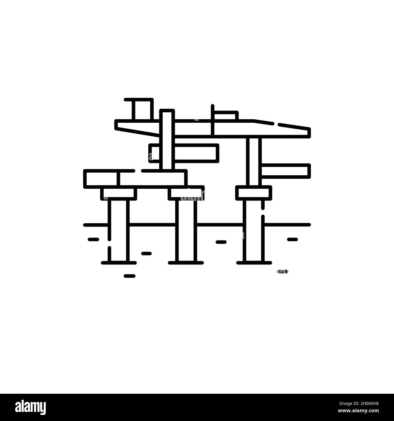 Bridge building olor line icon. Road construction. Pictogram for web ...