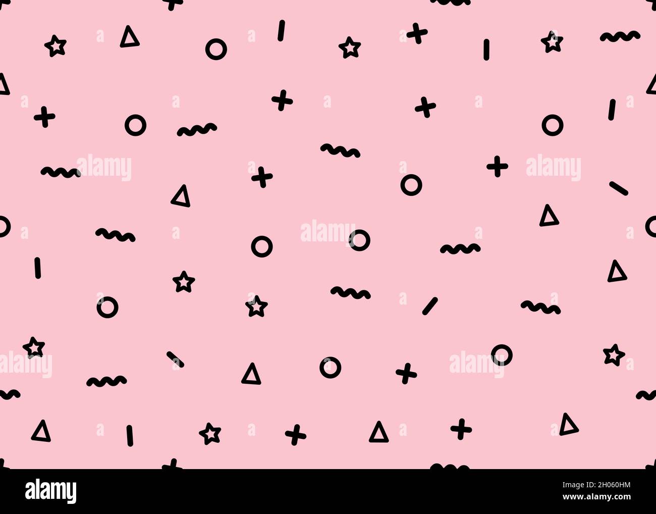 Memphis seamless pattern 80's-90's style. Vector illustration. Cute ... Memphis seamless pattern 80's-90's style. Vector illustration. Cute ...