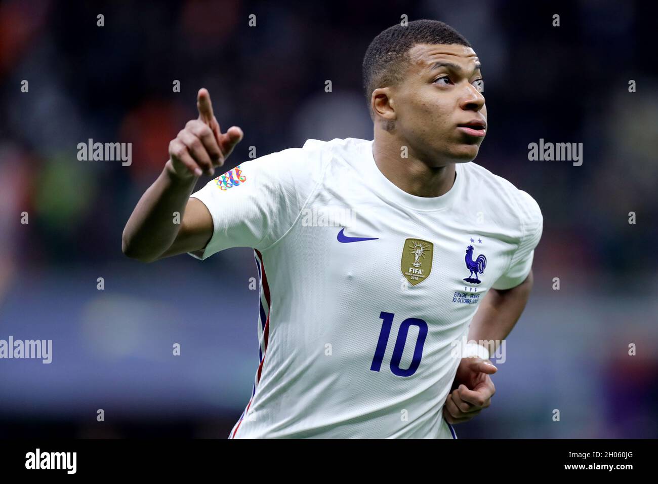 Kylian Mbappe of France celebrates after scoring his team's second goal ...